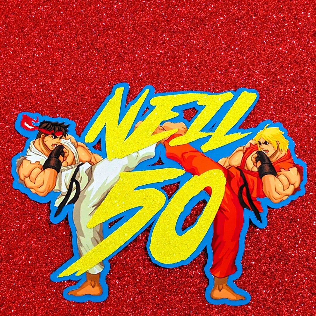 Street Fighter Cake Topper MMA Glitter Personalised Non Edible 6.8 X 5 ...