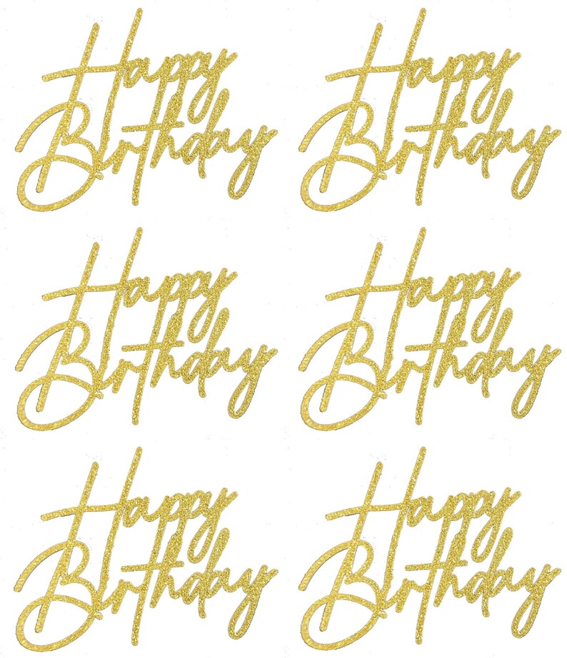 12 Pack Happy Birthday Cupcake Toppers Stylish Gold Silver Etsy Uk