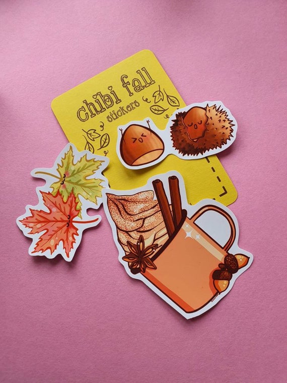 Chestnut cute die cut sticker kawaii nuts autumn sticker | Etsy