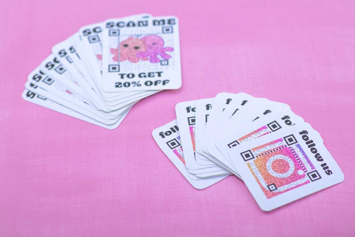 Cute design QR code sticker or card for your business | Etsy