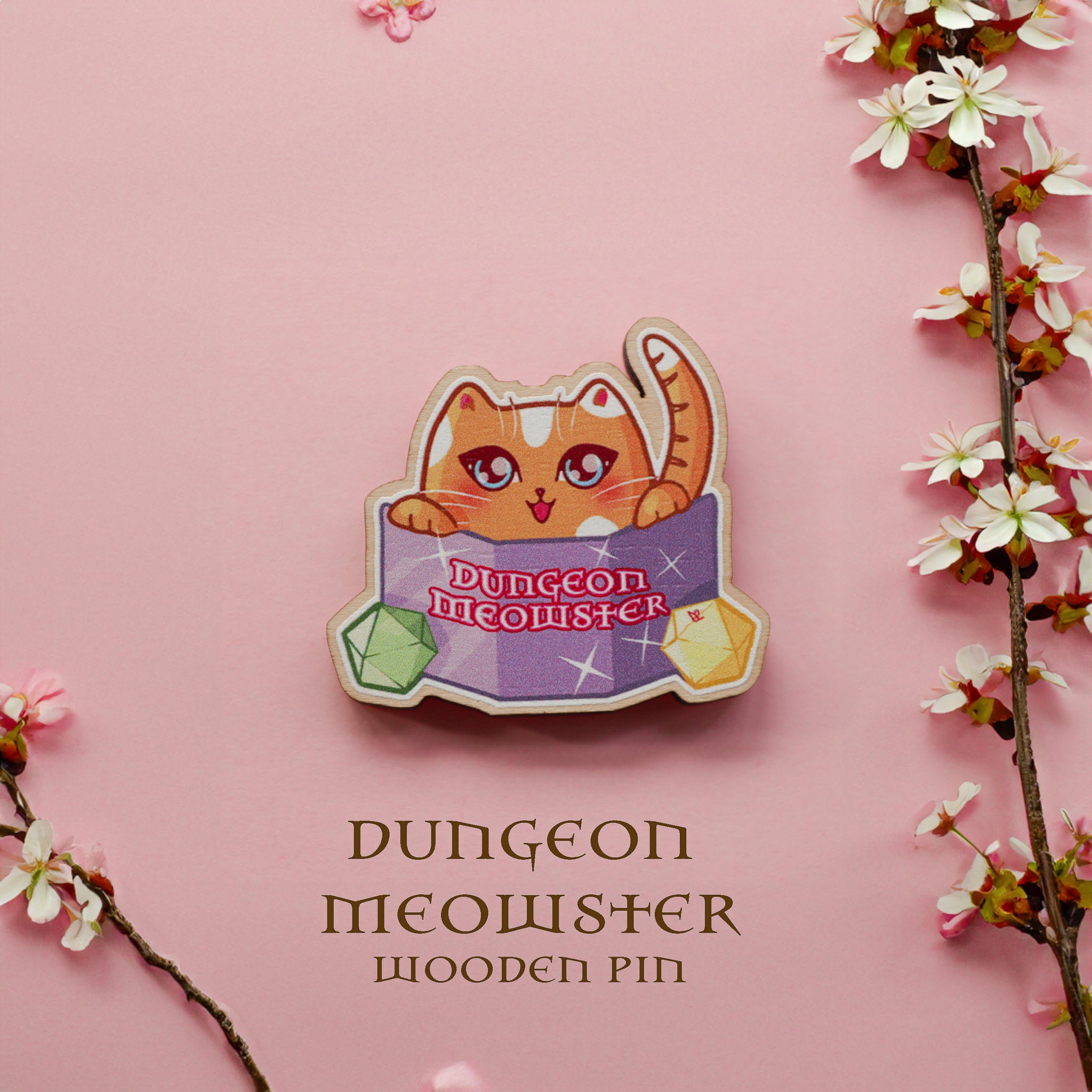 Dungeon Master Wooden Pin, Cat Lover Gift, Eco Friendly Accessory, Dnd ...
