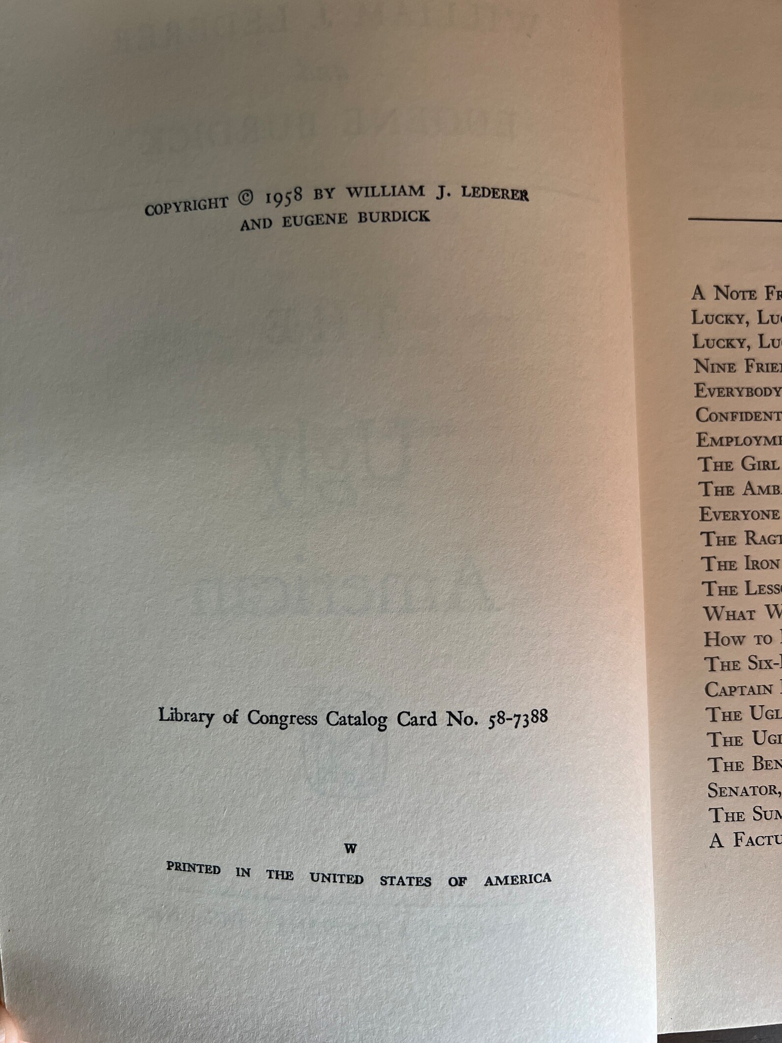 Vintage 1958 Printing of the Ugly American by William Lederer, Eugene ...