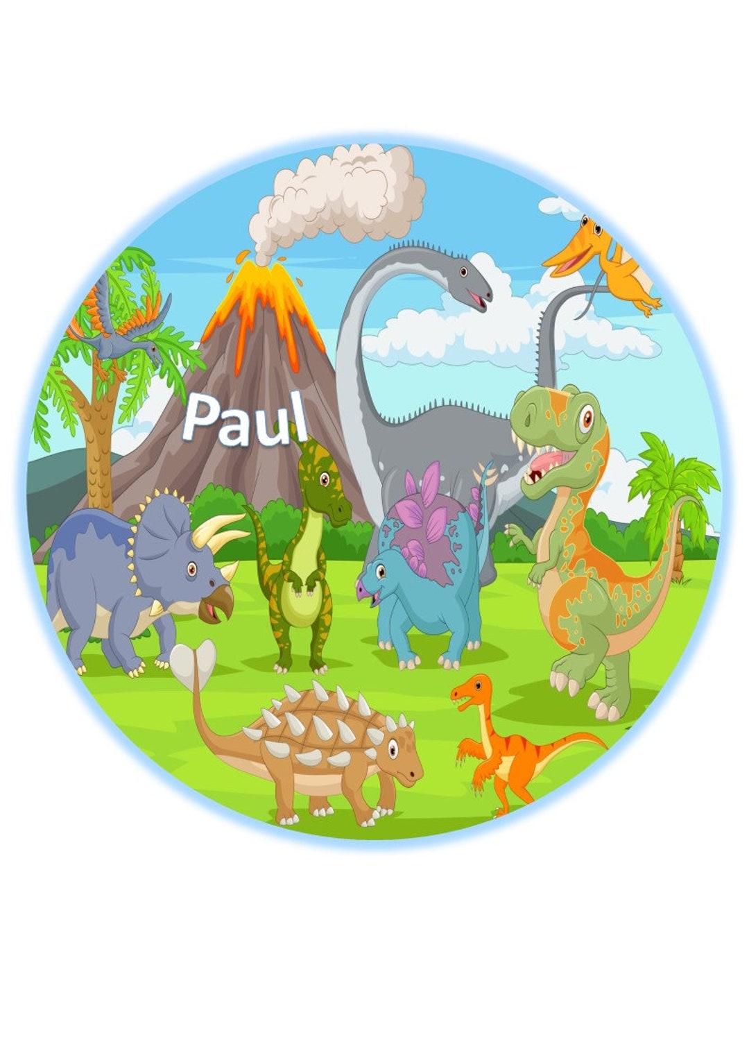 Cake Topper Dinosaur With Desired Text Name Wafer Paper Premium ...