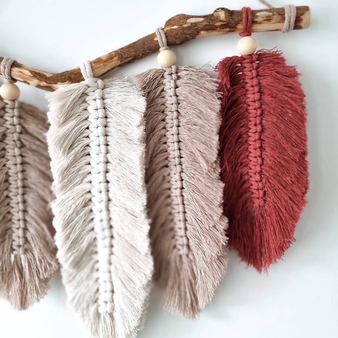 Macrame 5 Feather Hanging Macrame Leaves Macrame Wall - Etsy