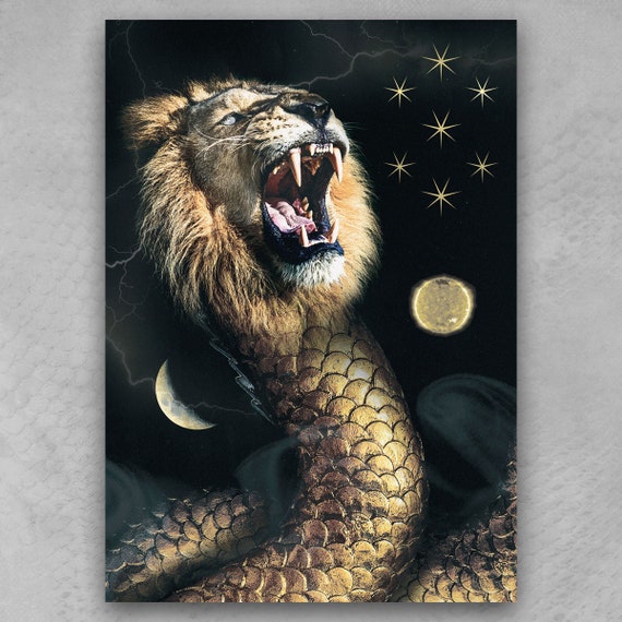 Agathodaimon Chnoubis Ialdabaoth Demiurge A4 Gold Foiled Print - Etsy