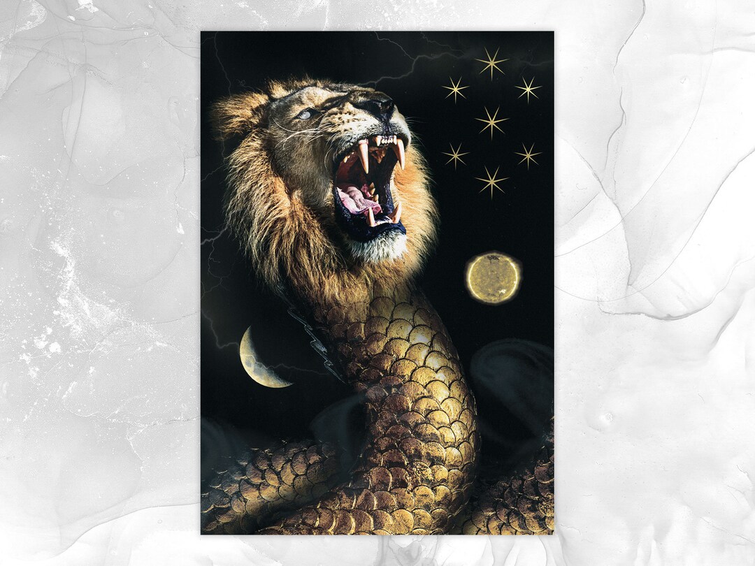 Agathodaimon Chnoubis Ialdabaoth Demiurge A4 Gold Foiled Print - Etsy