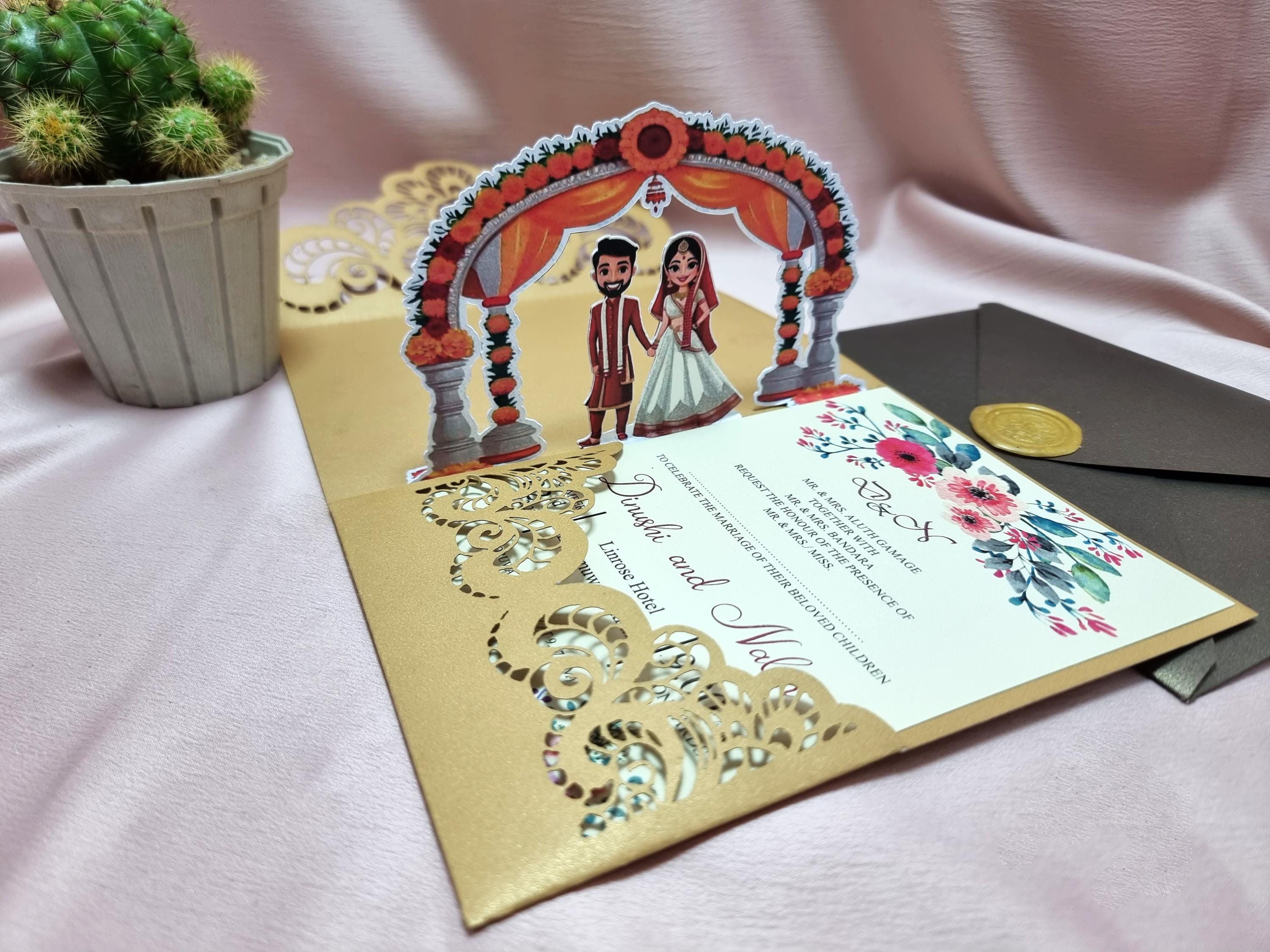 Indian Popup Wedding Invitation, Customize Faces, Unique Wedding ...