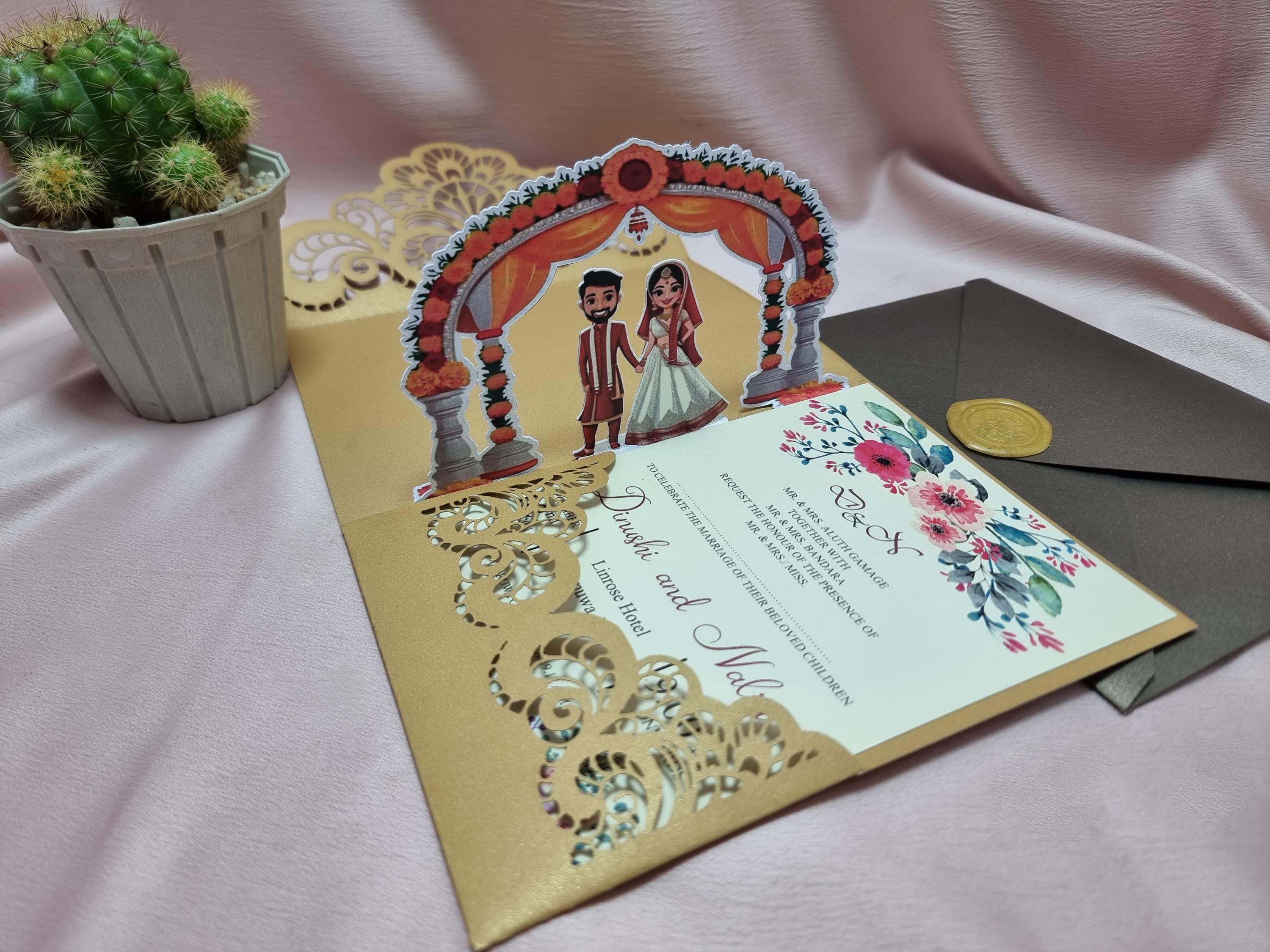 Indian Popup Wedding Invitation, Customize Faces, Unique Wedding ...