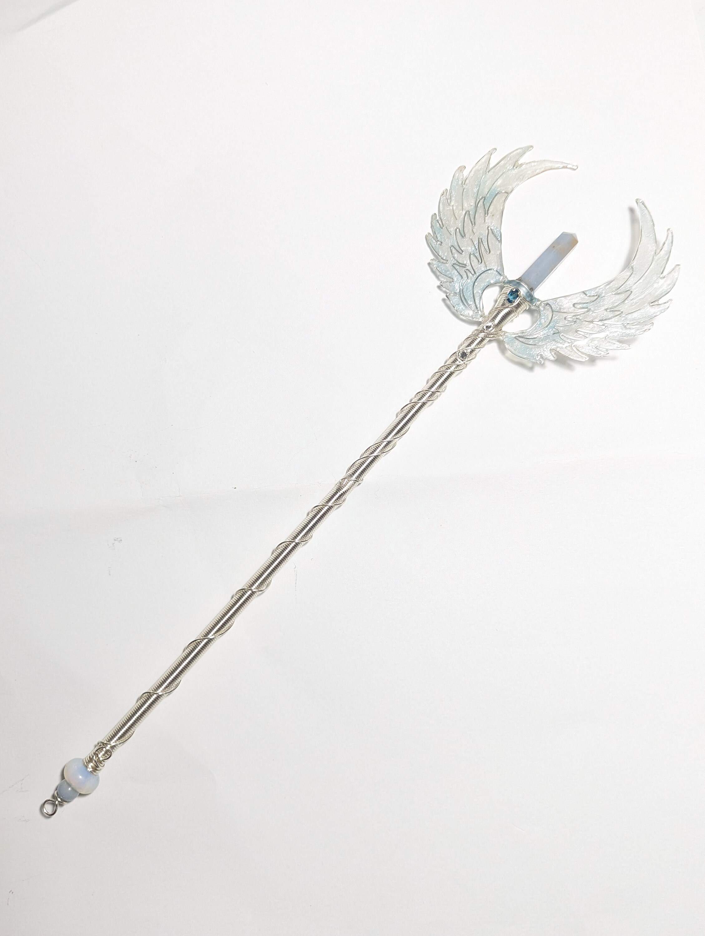 Angelite and London Blue Topaz Winged Crystal Wand Winged Wand Fantasy Gift Copper Wand - Etsy
