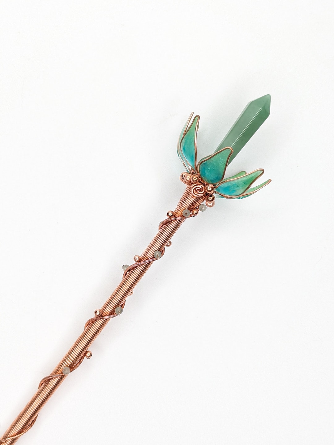 Green Aventurine Petaled Crystal Flower Wand. Fantasy Gift, Fairy Wand ...