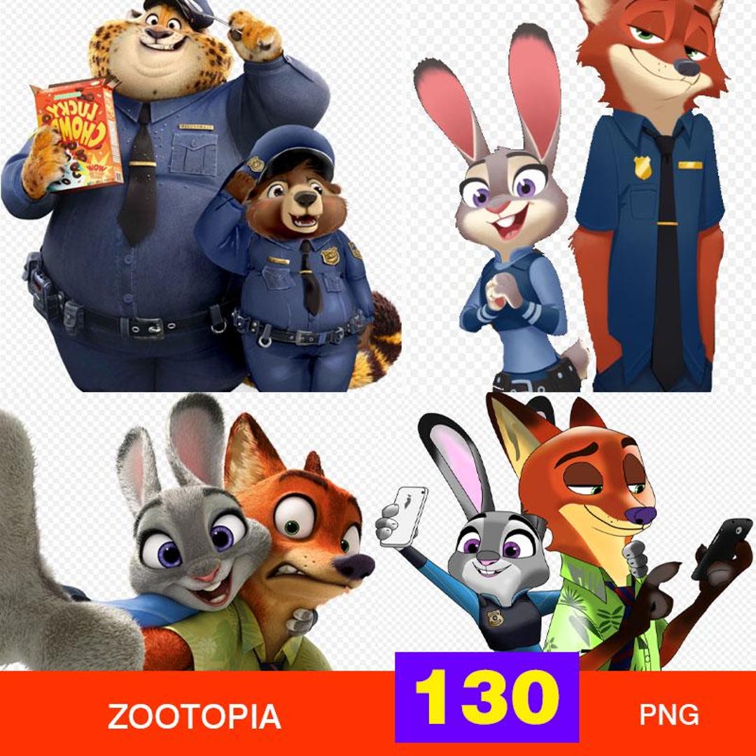 130 Zootopia PNG Cliparts Bundle, Cartoon Sublimation Cliparts ...