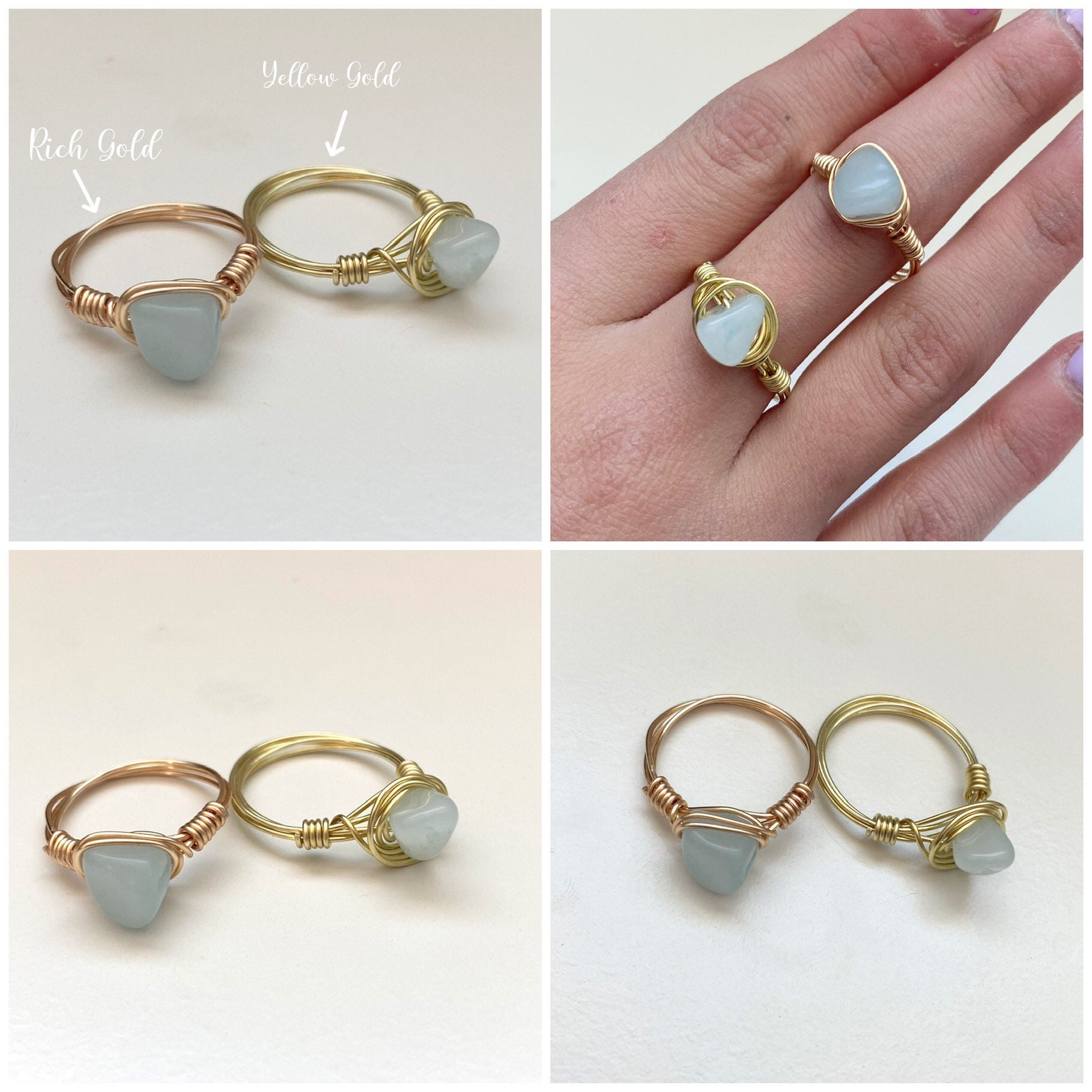 Handmade Wire Wrap Crystal Gemstone Rings Dainty Wire Wrapped | Etsy Canada