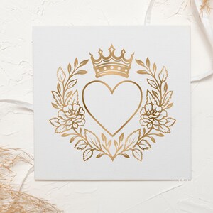 Corazón con corona y rosas Marco SVG, Monogram Vector Clipart, Corazón ...