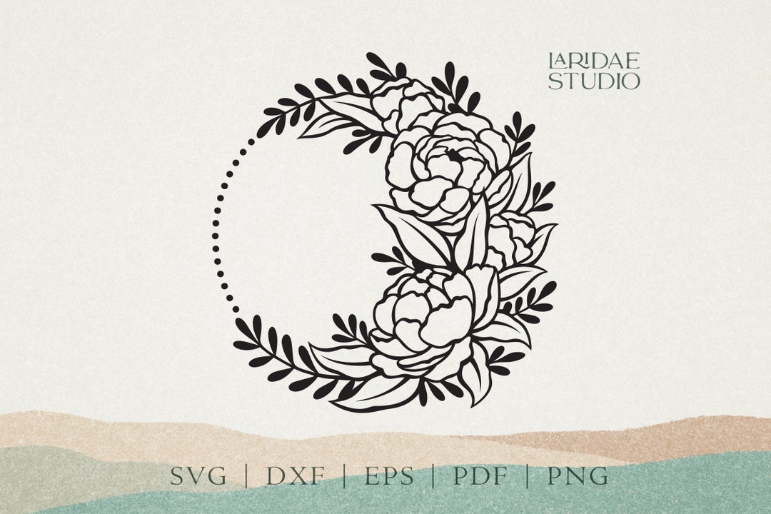 Floral Wreath SVG, Flowers Circle Wedding Frame Cutting File, Floral ...