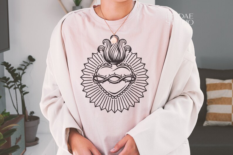 Sacred Heart Svg Sagrado Corazón Clipart Flaming Heart With - Etsy ...