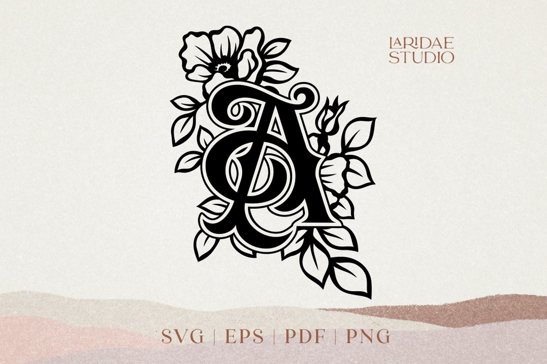 Floral Monogram Letter SVG, Wedding Sign Monogram, Personalized Letter ...