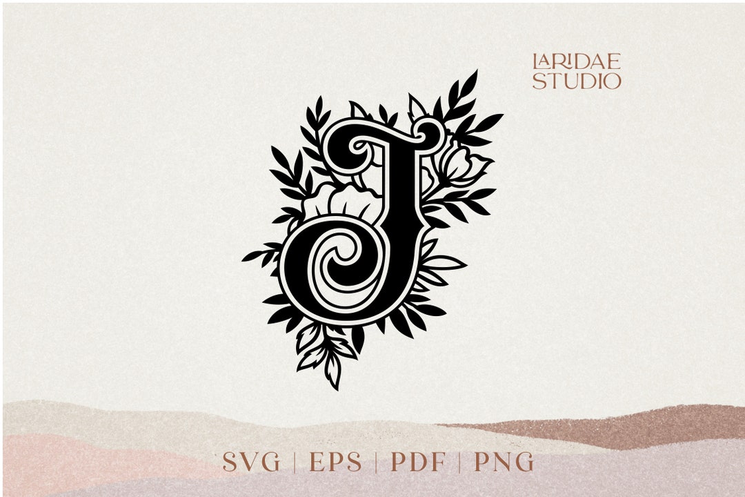 Floral Monogram Letter SVG Wedding Sign Monogram - Etsy