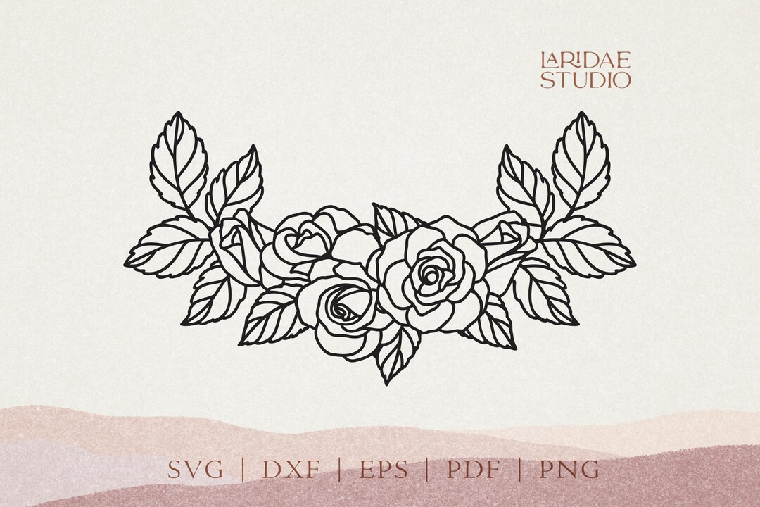 Rose Border SVG, Roses Floral Wedding Garland Cut File, Rose Monogram ...