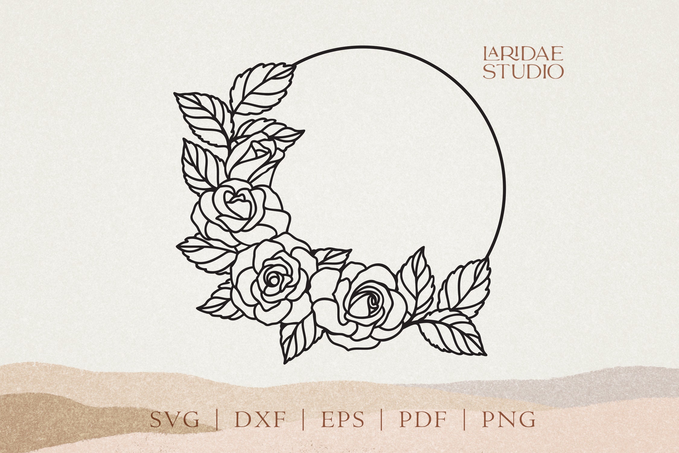 Rose Circle Frame SVG Monogram Border SVG Flower Monogram - Etsy