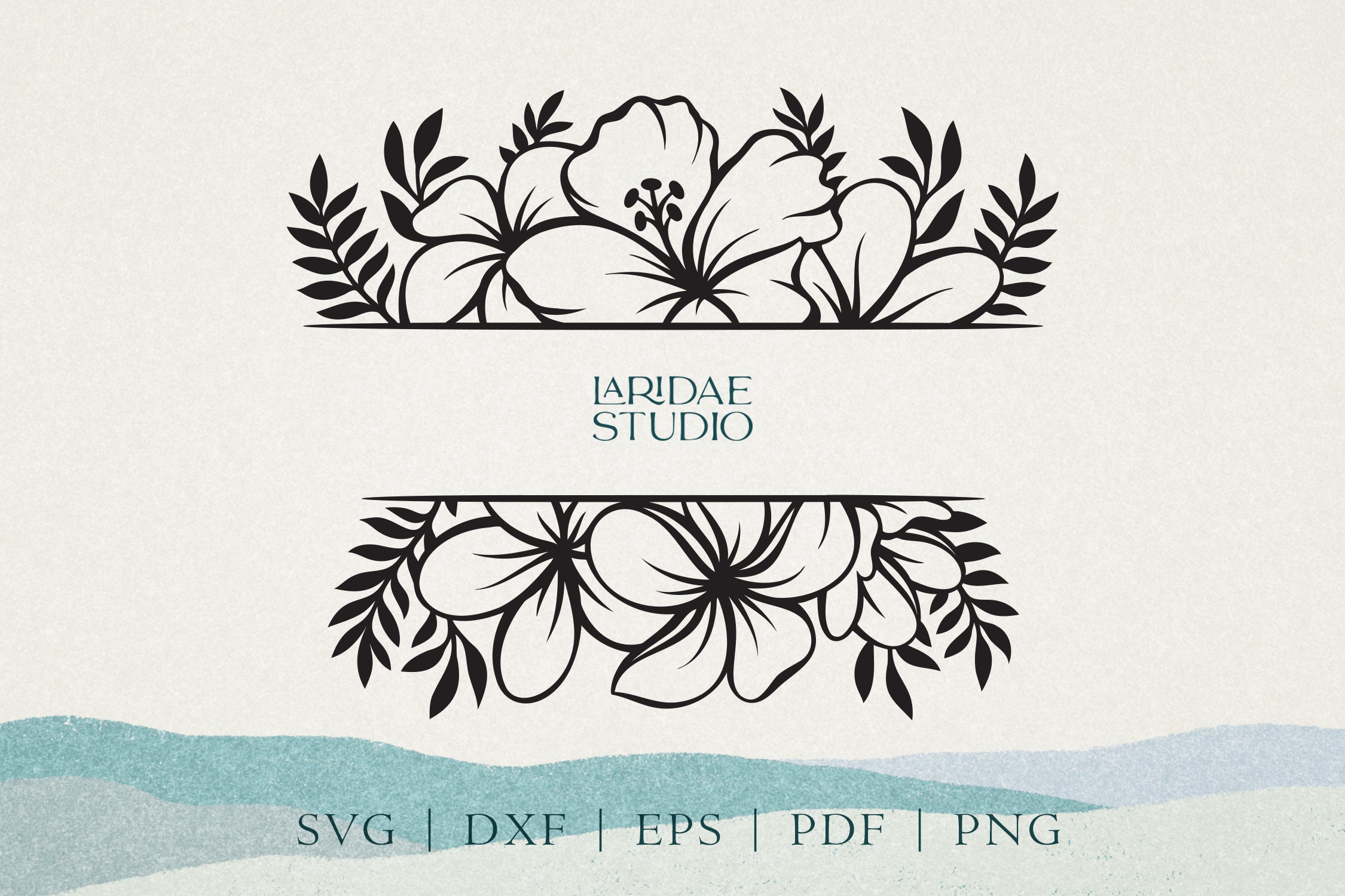 Tropical Flower Split Monogram Svg Floral Border Cut File Etsy Uk