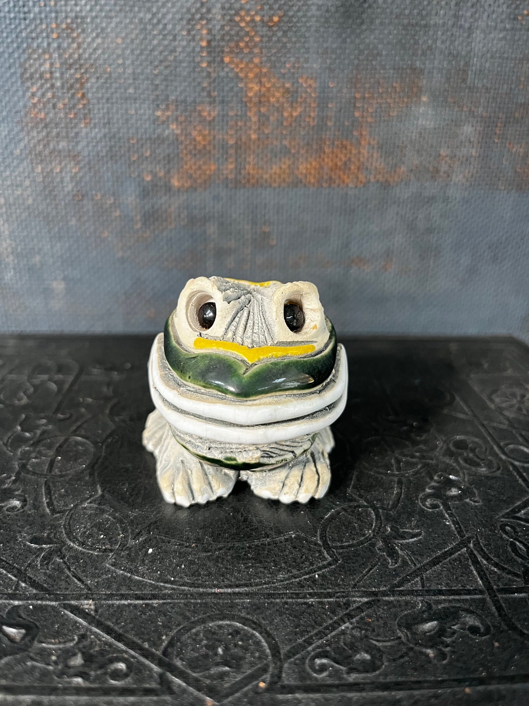 RARE Vintage Artesania Rinconada Yellow Heart Frog Retired Smiling Toad ...