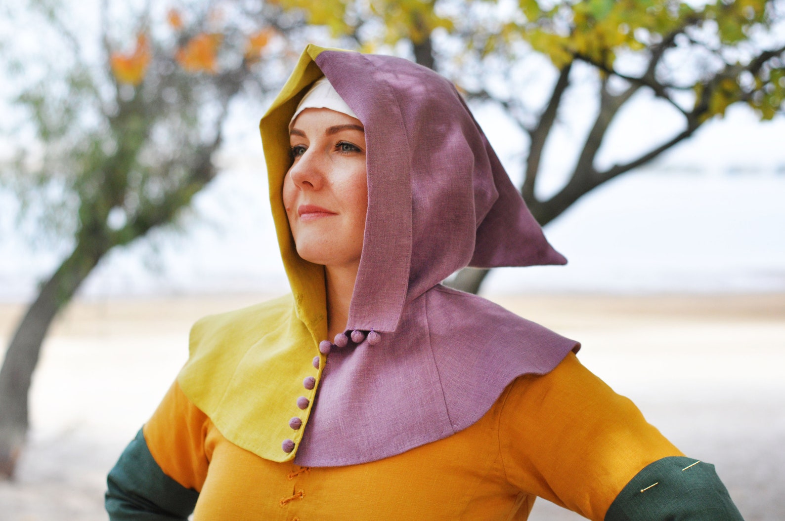 Linen Medieval Hood: Renaissance Headdress, SCA Chaperon, Medieval Hat ...