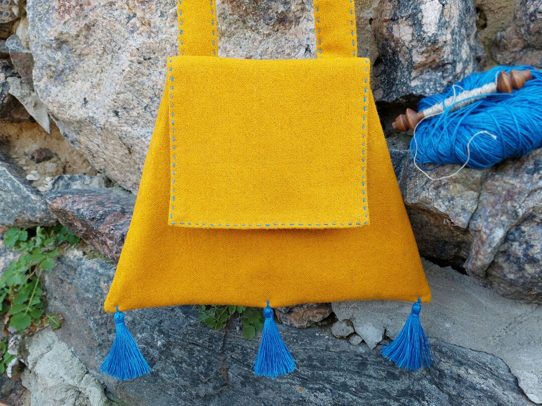 Medieval Bag, Medieval Pilgrim Bag, Stand With Ukraine, Blue and Yellow ...