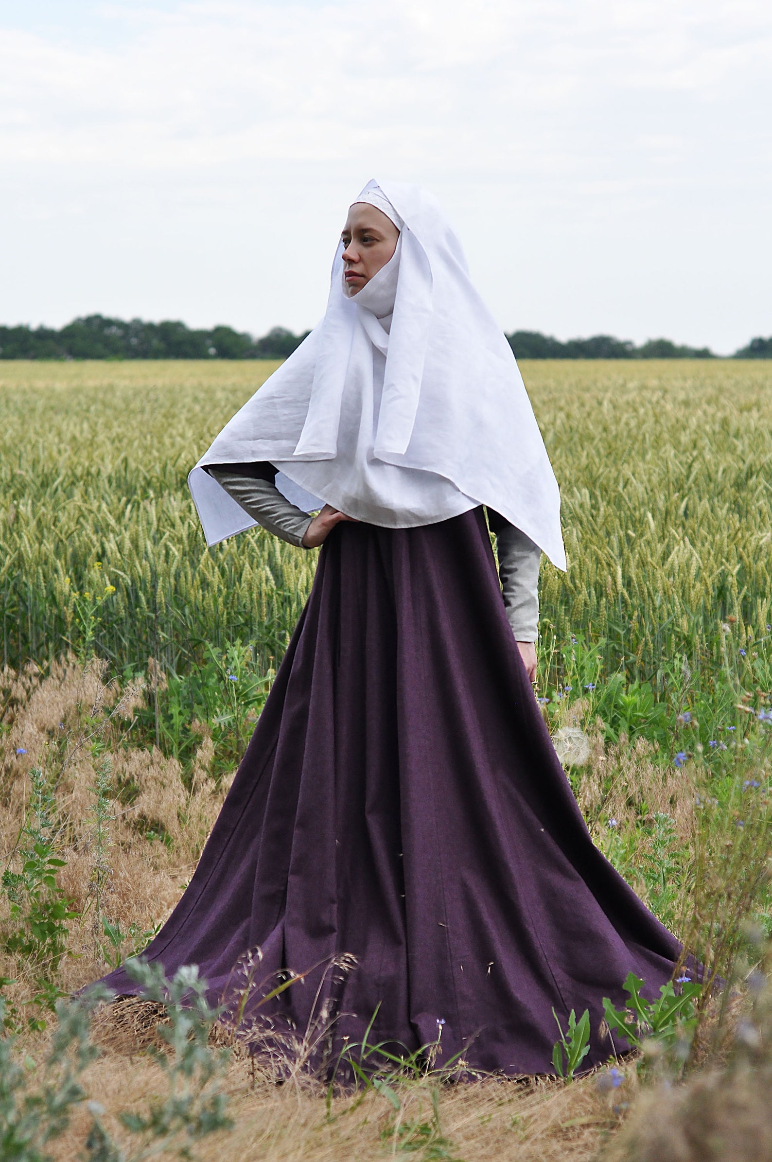 Medieval Headdress Set, Medieval Veil, Medieval Wimple, St Birgitta Cap ...