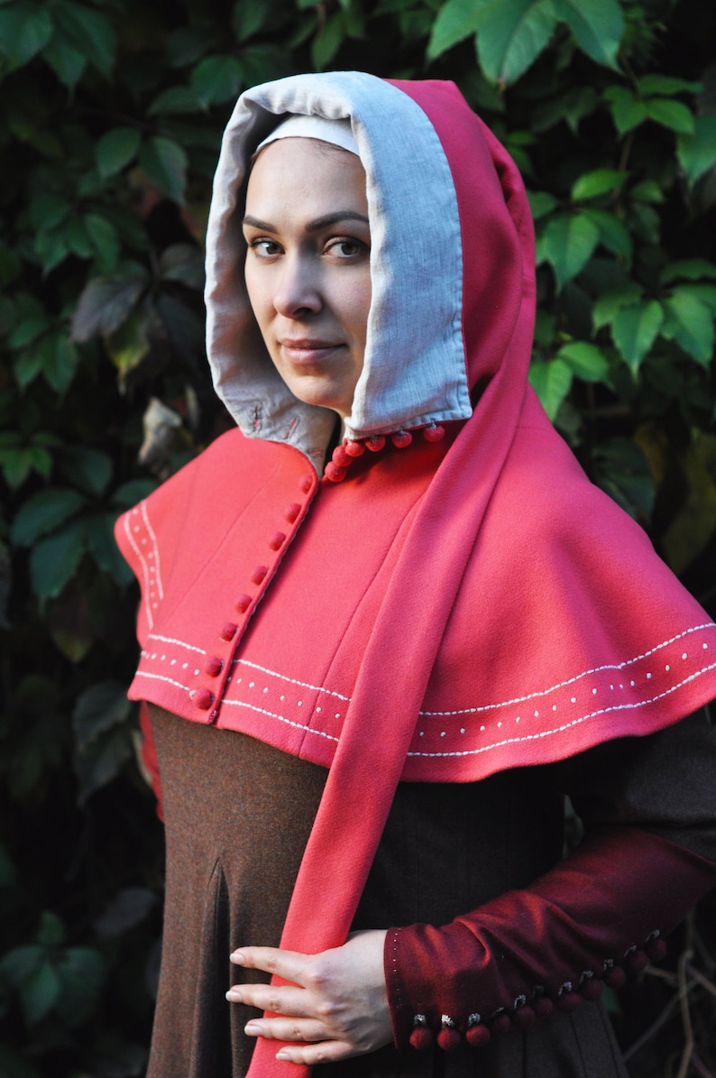 Wool Medieval Liripipe Hood, 15th Century Chaperon Hat, Cosplay Women’s ...