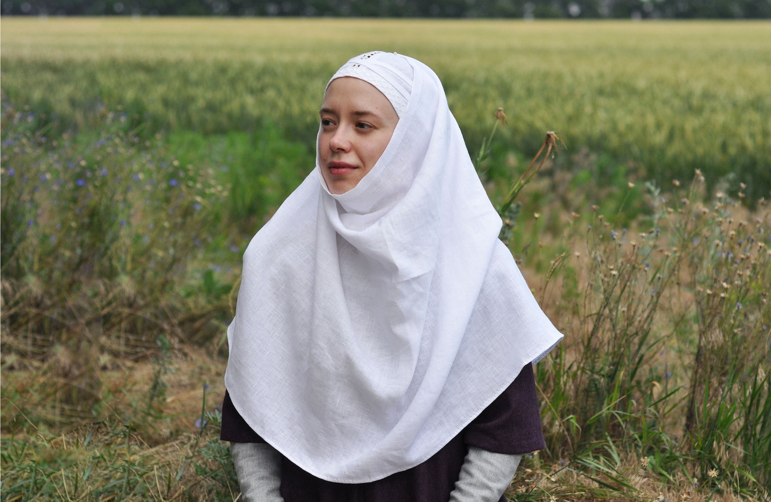 Medieval Linen Wimple and Veil, 13th 15th Centure Wimple, Medieval Veil ...