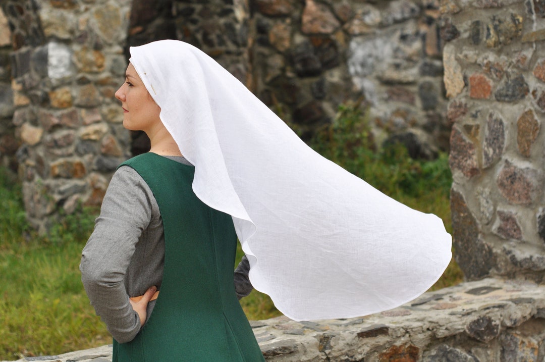 Medieval Veil, Medieval Wimple, Medieval Circular Veil, Linen Veil ...