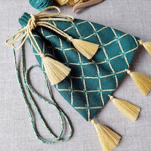 Embroidered Woolen Medieval Pouch, Historical Coin Bag Aumonieres ...