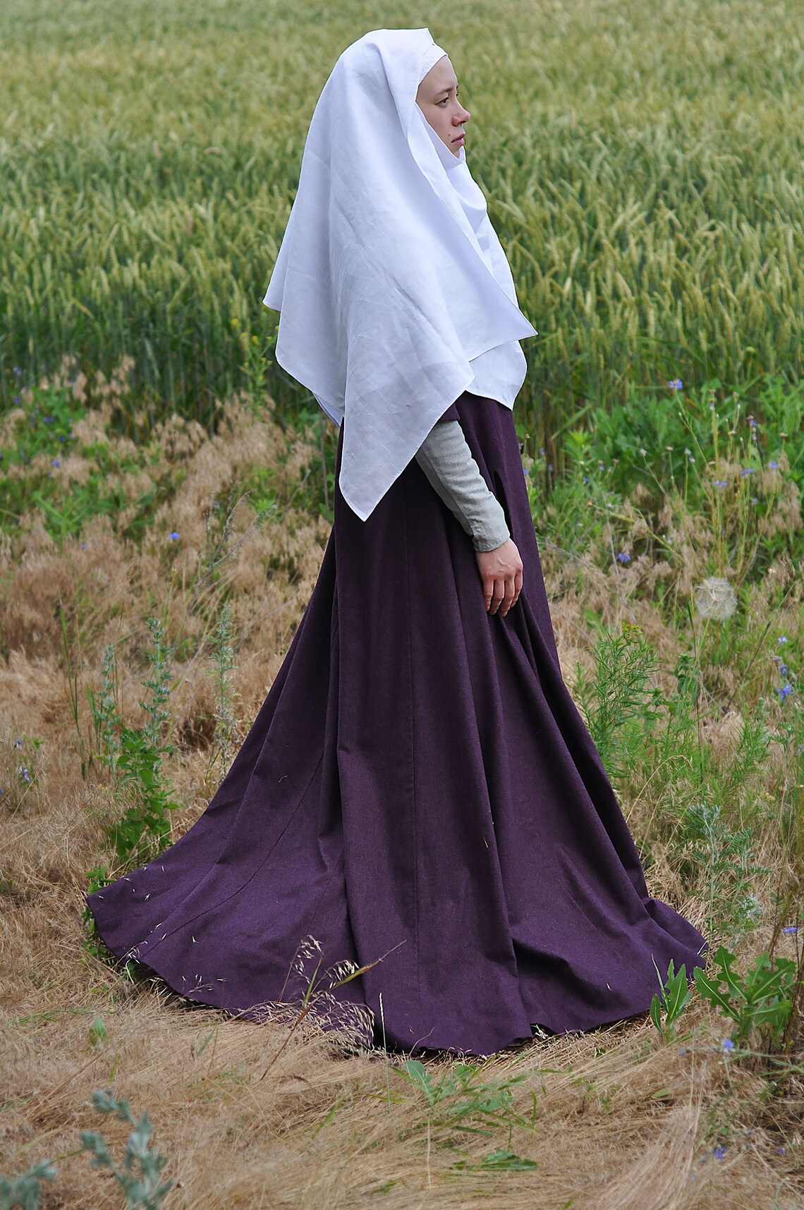 Medieval Headdress Set, Medieval Veil, Medieval Wimple, St Birgitta Cap ...