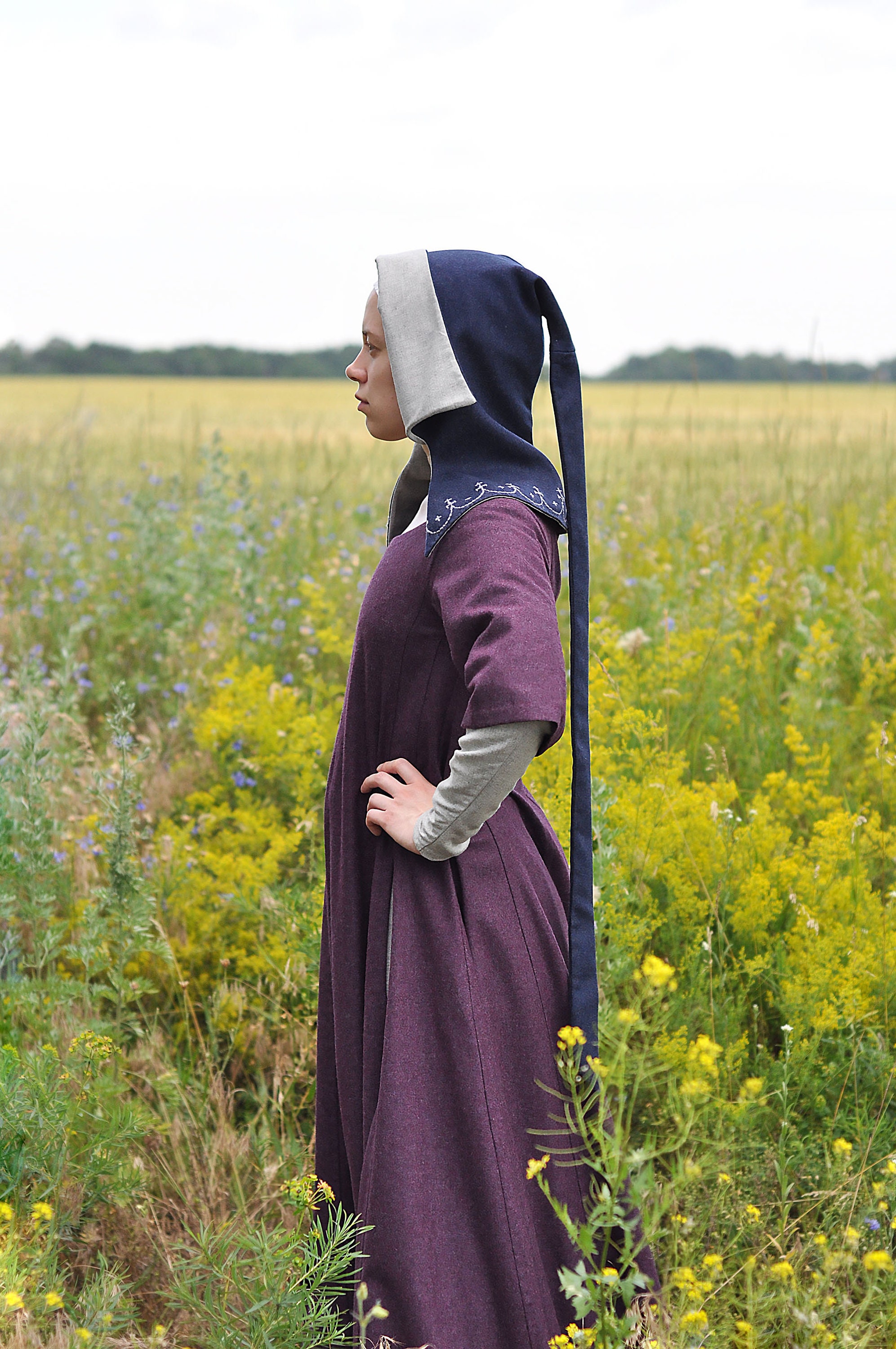 Medieval Hood, Medieval Ladies Open Hood, Middle Age Chaperone ...