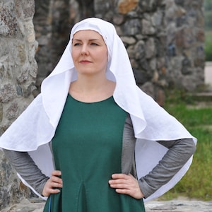 Medieval Veil, Medieval Wimple, Medieval Circular Veil, Linen Veil ...