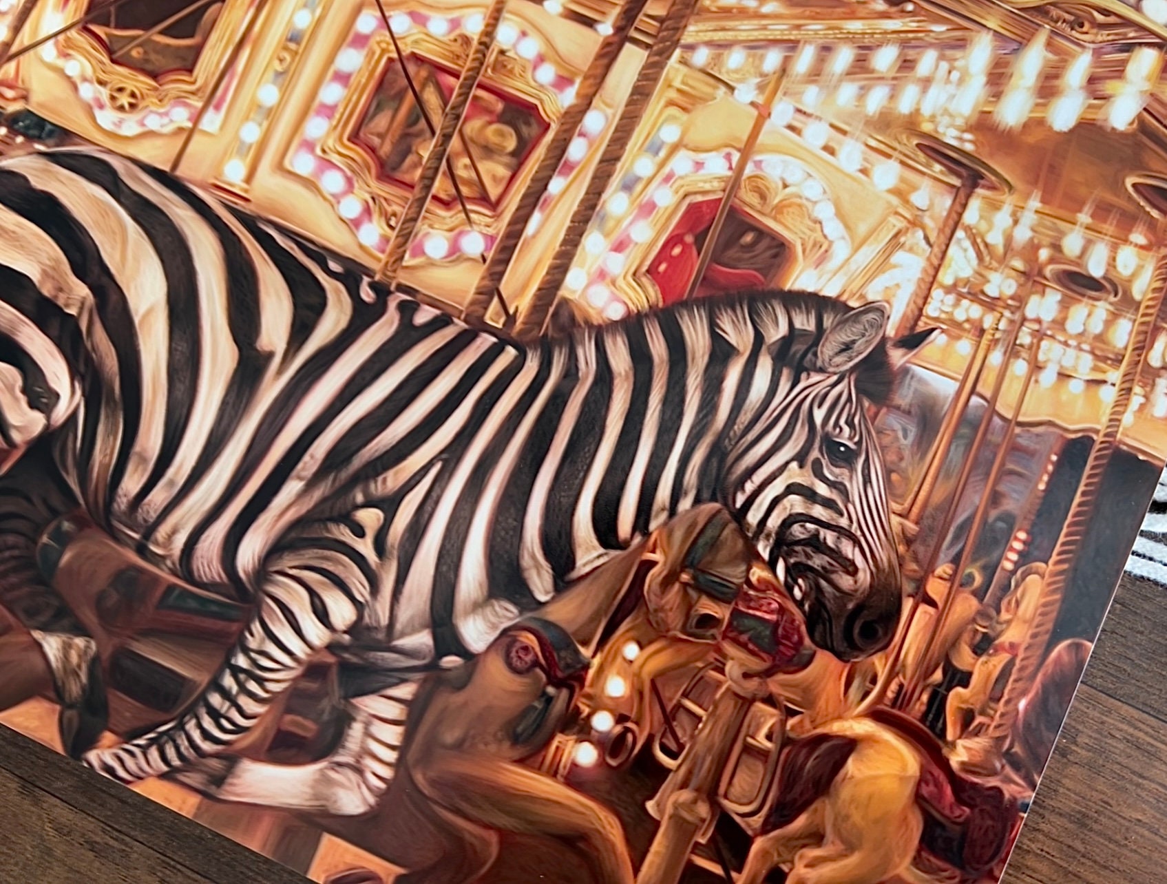 Carousel Zebra- Zebra Art Print Carousel Art Enchanting Animal Wildlife ...