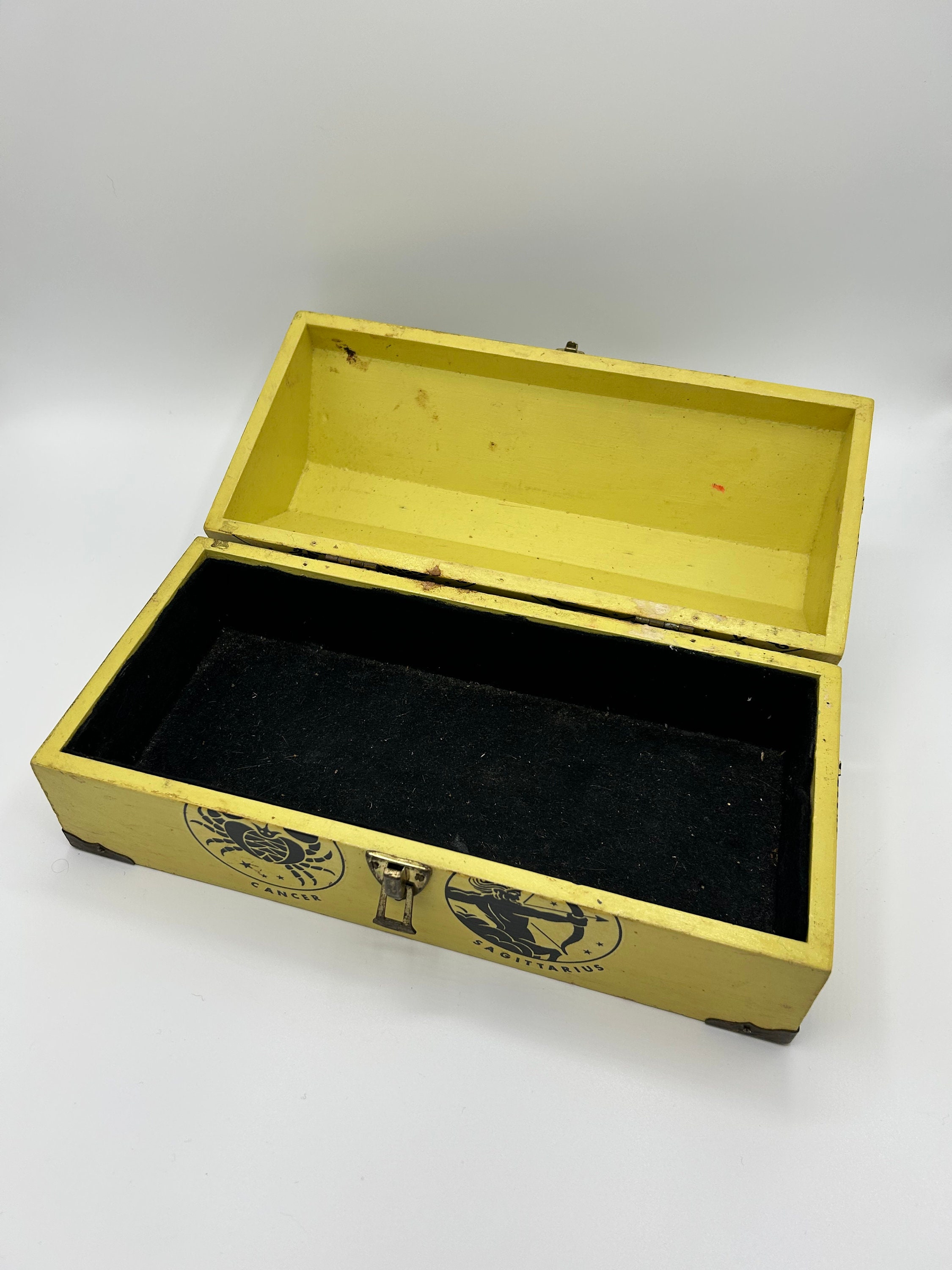 Vintage Yellow Wooden Zodiac Astrology Box Purse - Etsy