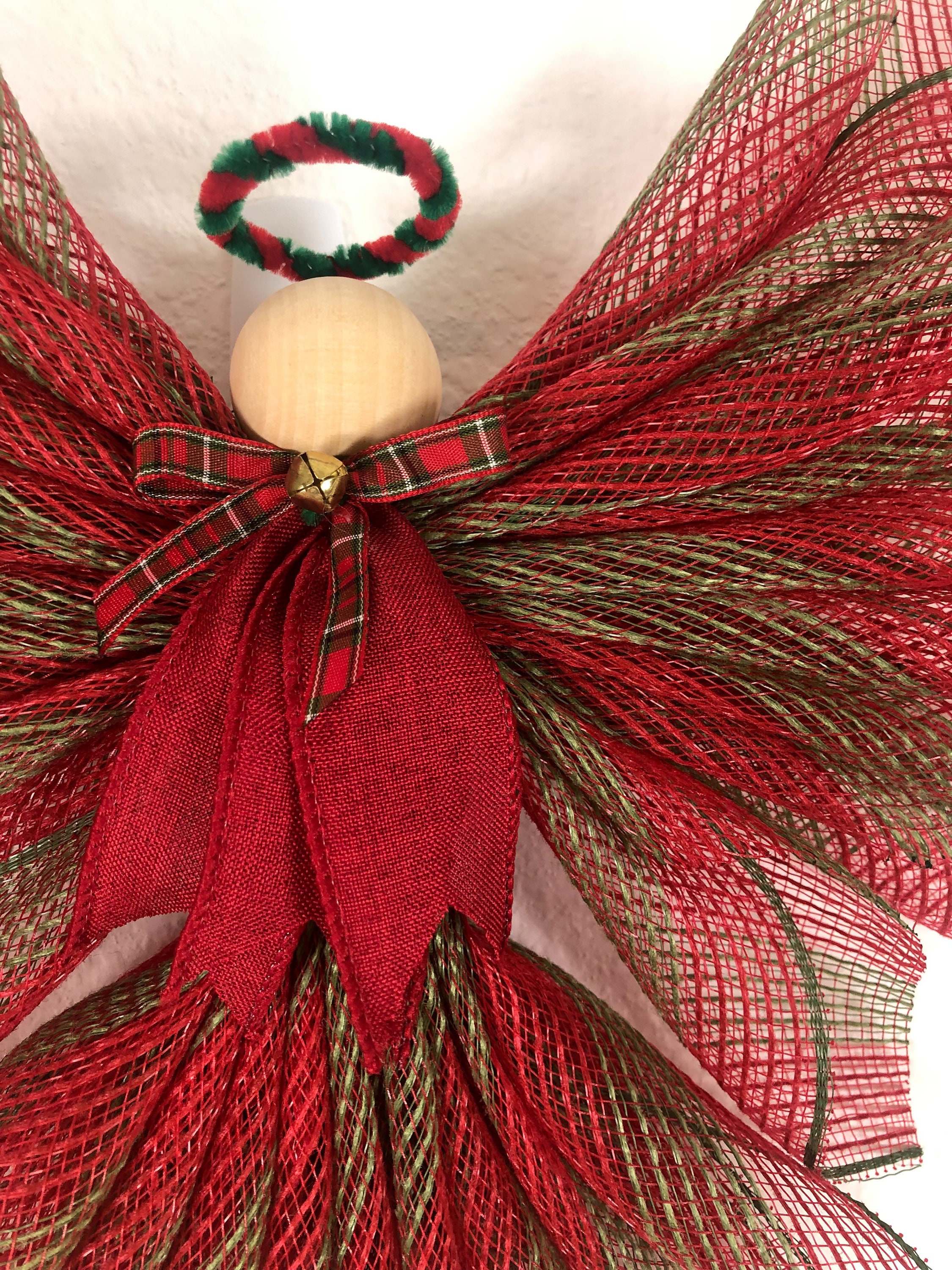 Red and Green Angel Tree Topper - Etsy