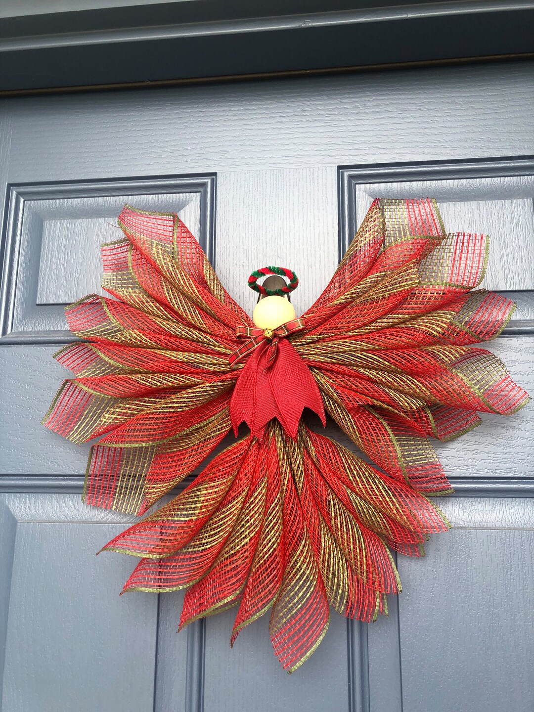 Red and Green Angel Tree Topper - Etsy