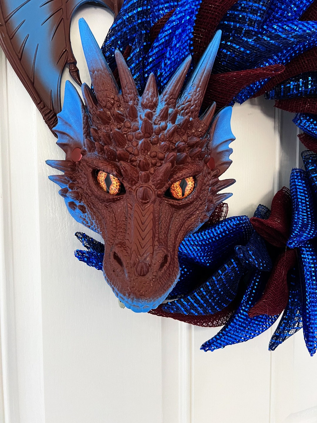 Maroon and Blue Dragon Wreath - Etsy
