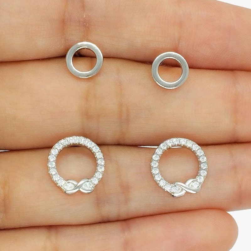 Rhinestone Circle Earrings - Etsy