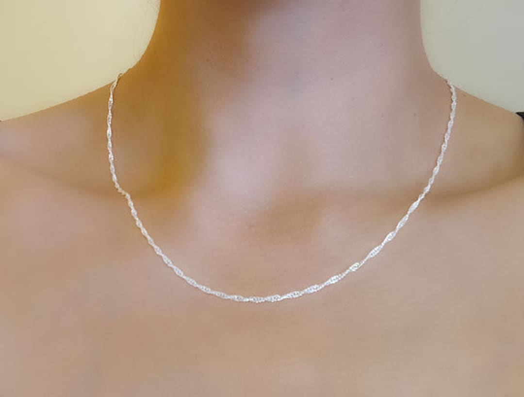 925 Silver Mesh Chain for Women Singapore 40 45 or 50 Cm 2 - Etsy