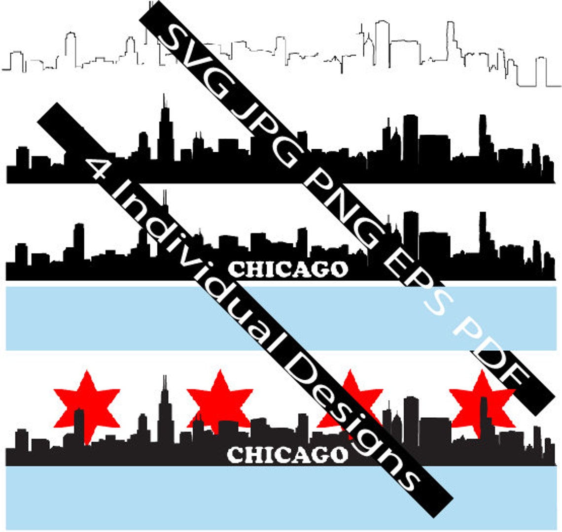 Chicago Skyline - Svg, Jpg, Png, Eps, Pdf ( Cricut, Shirt Making ...