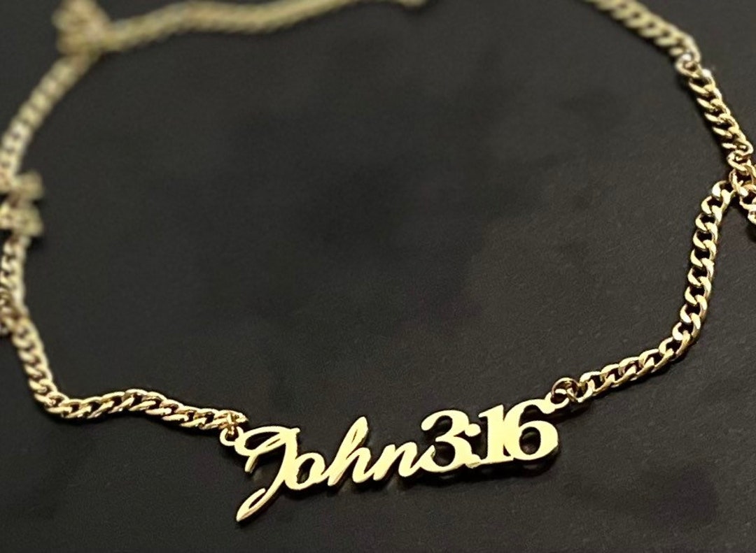 John 3:16 Customize Nameplate Gold Necklace - Etsy