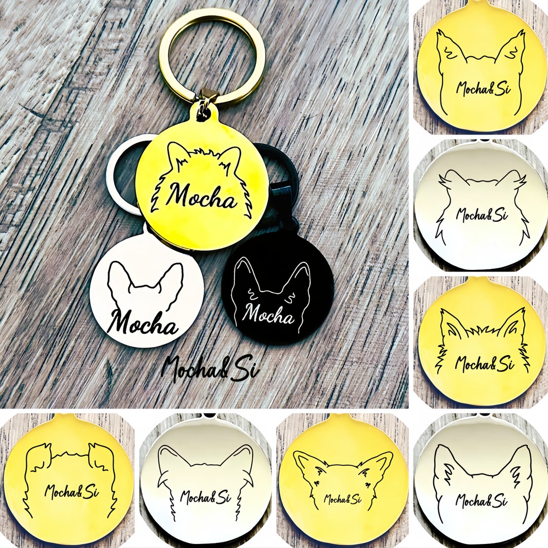 Custom Engraved Cat Ears Tag, Cat Breeds Tag, Fancy Design Cat Tag ...