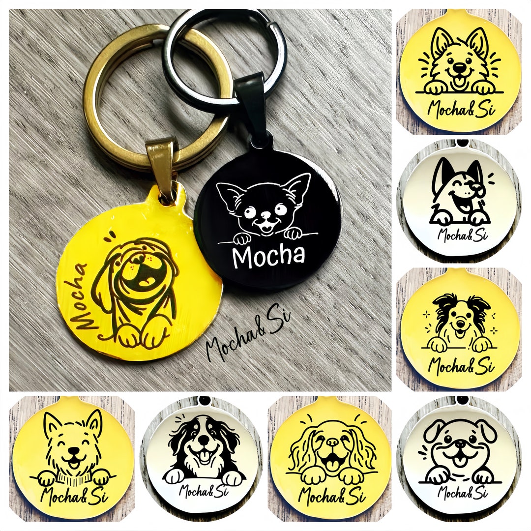 Personalized Laser Engraved Laugh Dog Tag, Dog Breeds Tag, Pet Owner ...