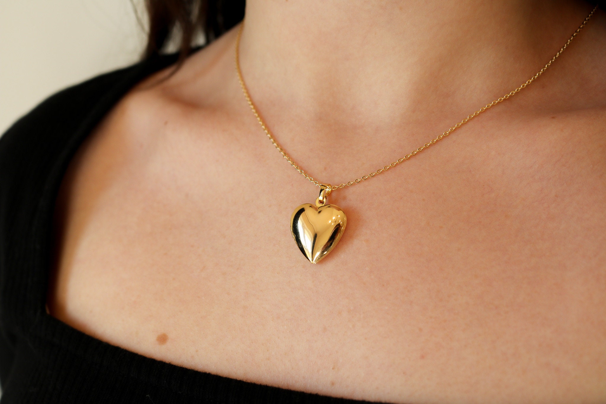 Gold Heart Locket Necklace 14k Gold Filled Locket Heart Necklace ...