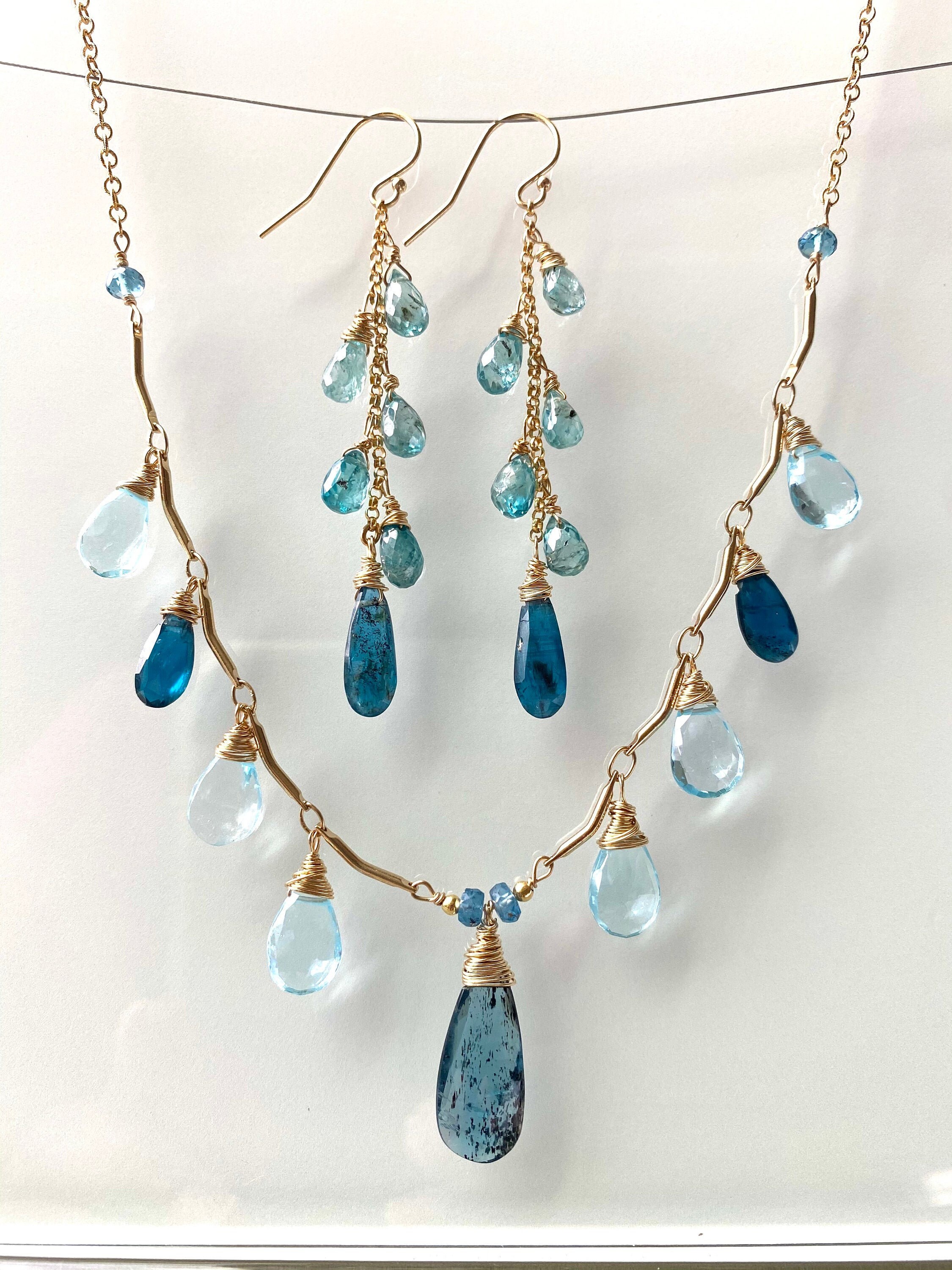 London Blue Topaz Blue Kyanite Zircon Necklace and Earrings - Etsy