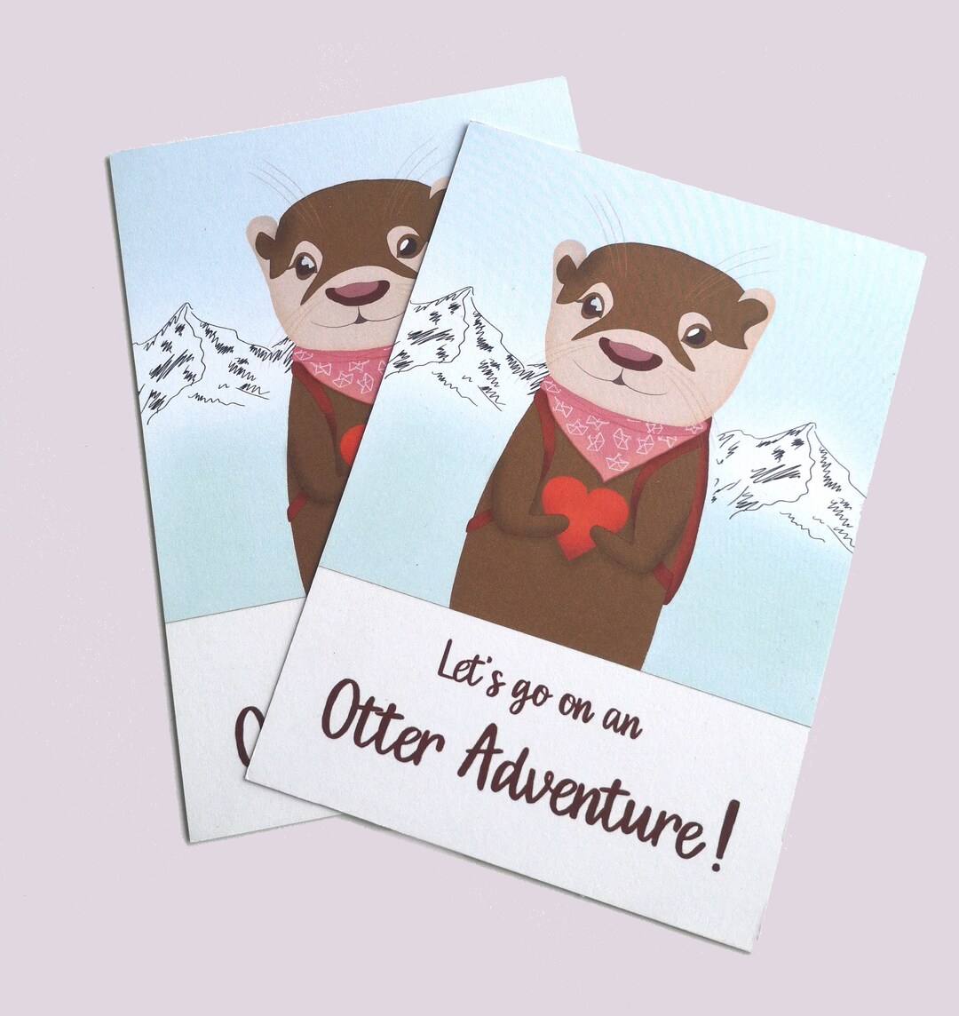 Postcard let's Go on an Otter Adventure Adventure Otter Motif Cute Card ...