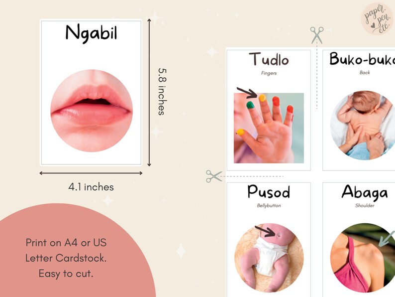 Body Parts BISAYA Flash Cards With English Translation | Bilingual ...